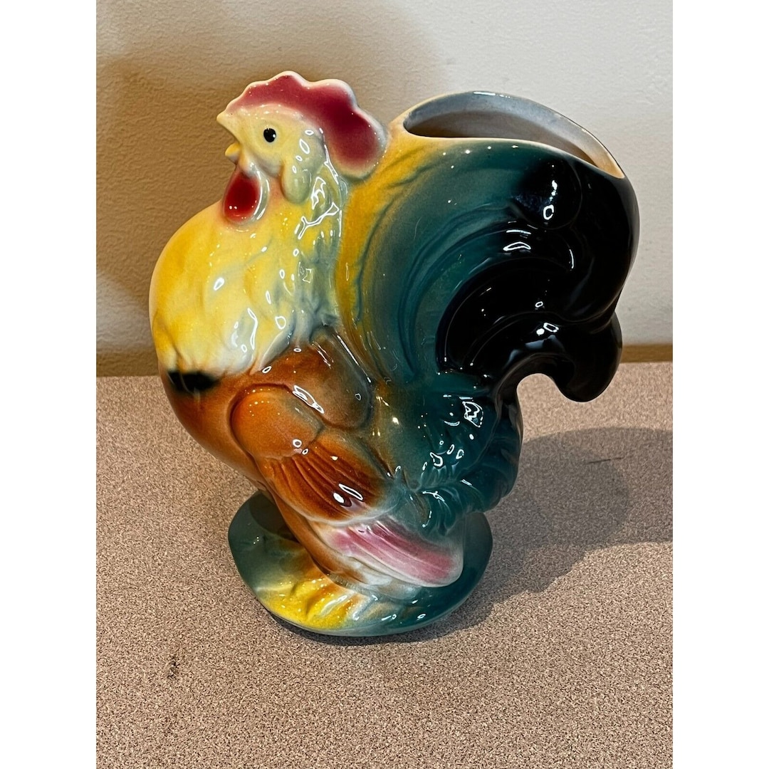 Vintage Royal Copley Ceramic Rooster Planter Chicken Farm Holiday Décor ...