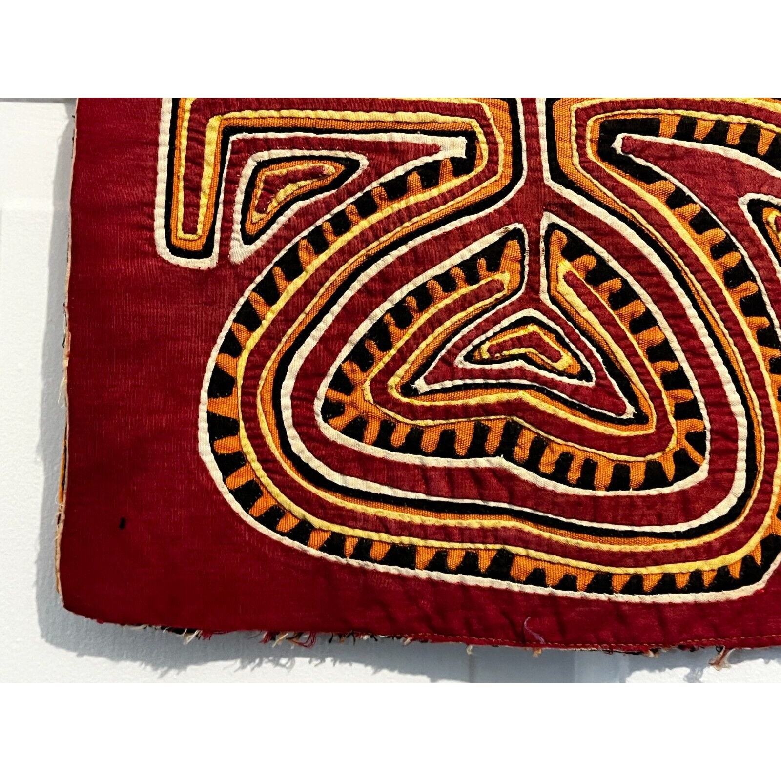 Vintage 1970s Panama Kuna Molas Indian Textile Tapestry Folk Art Red ...