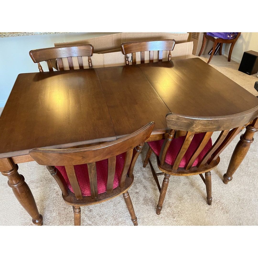 Thomasville Oak Dining Table Set W 4 Chairs Pads Leaf Extendable - Etsy