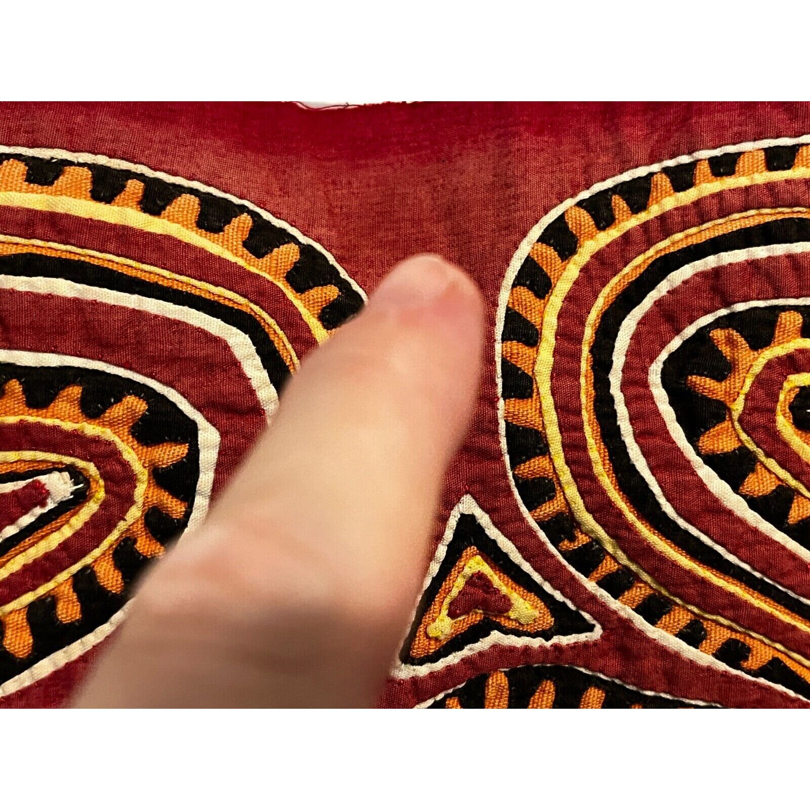 Vintage 1970s Panama Kuna Molas Indian Textile Tapestry Folk Art Red ...