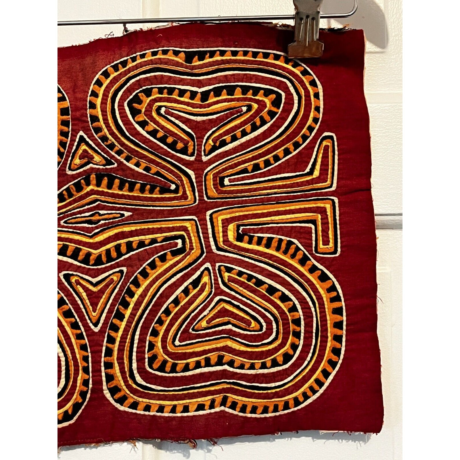 Vintage 1970s Panama Kuna Molas Indian Textile Tapestry Folk Art Red ...