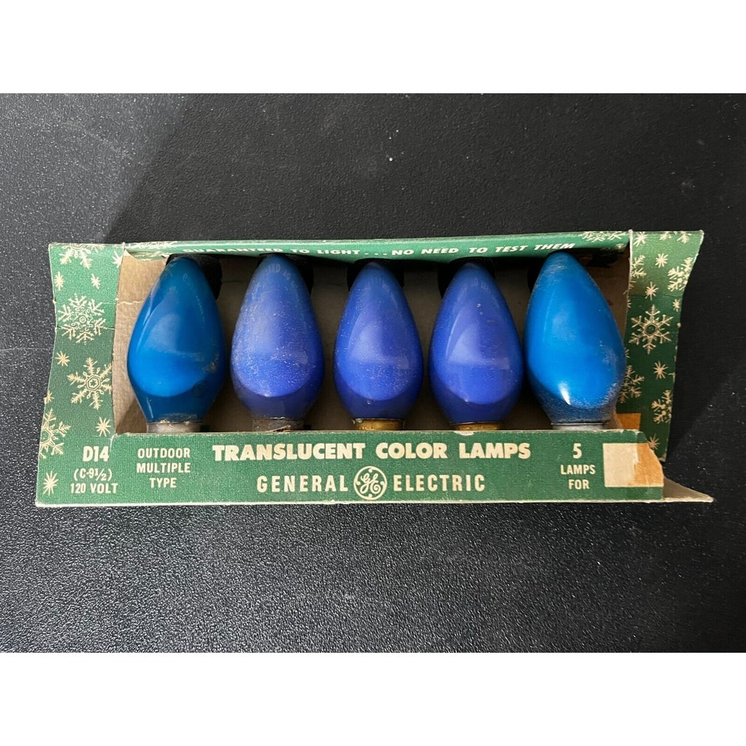 Vintage GE Translucent Blue Color D14 Christmas Bulb Lamps Lights NOS ...