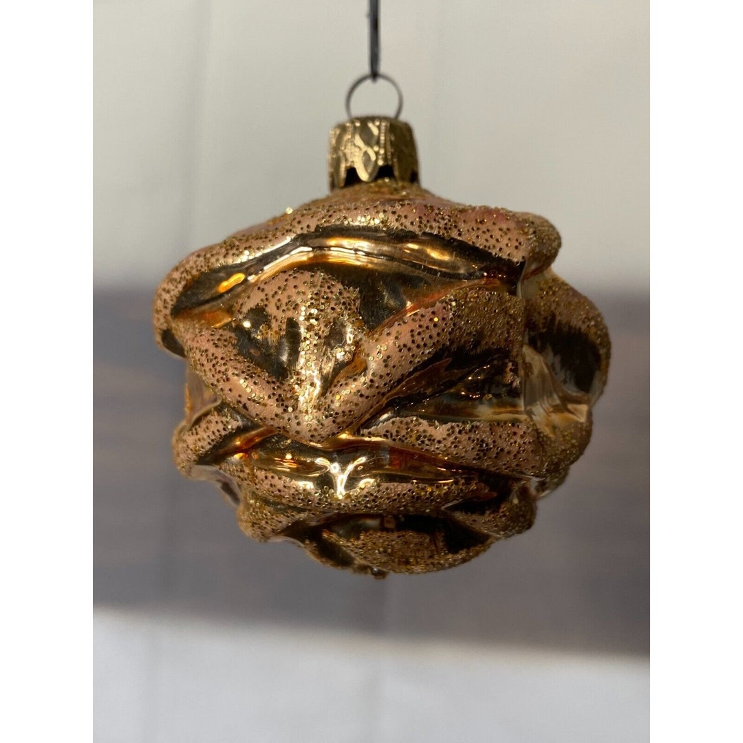 Vintage Mercury Blown Glass Gold PINE CONE Emboss German Christmas ...