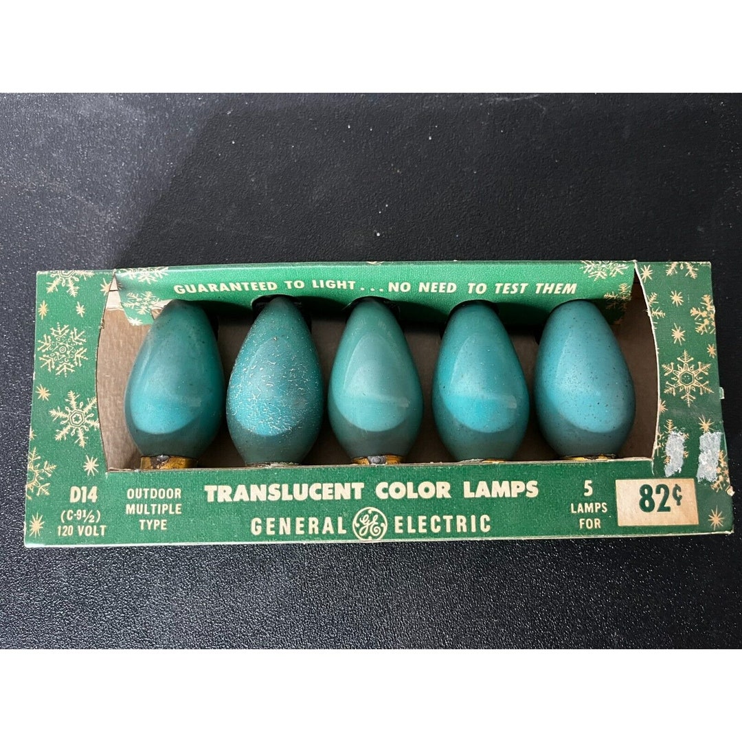 Vintage GE Translucent Green Color D14 Christmas Bulb Lamps Lights NOS ...