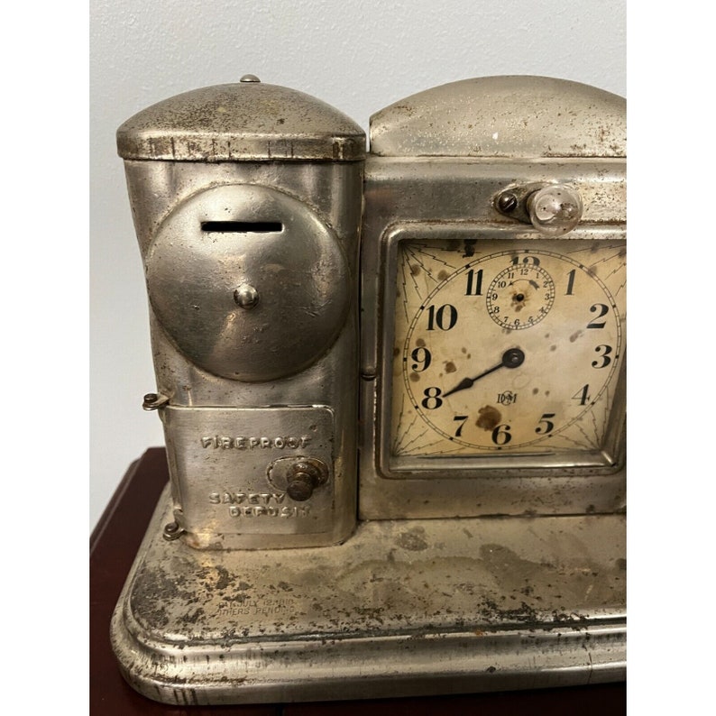 Rare Antique Darche Bank Safety Deposit Alarm Clock Flash Light Chicago ...