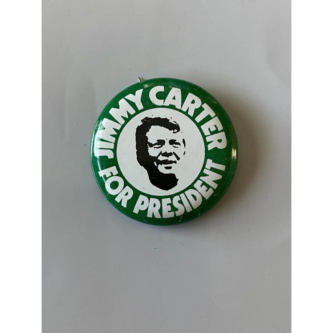 Vintage Jimmy Carter for President Face Pinback Button Green & White - Etsy