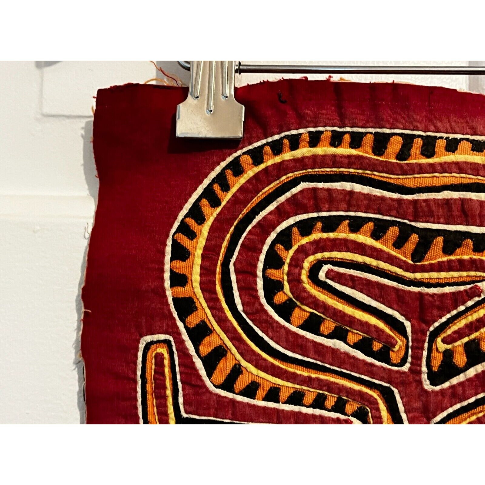 Vintage 1970s Panama Kuna Molas Indian Textile Tapestry Folk Art Red ...
