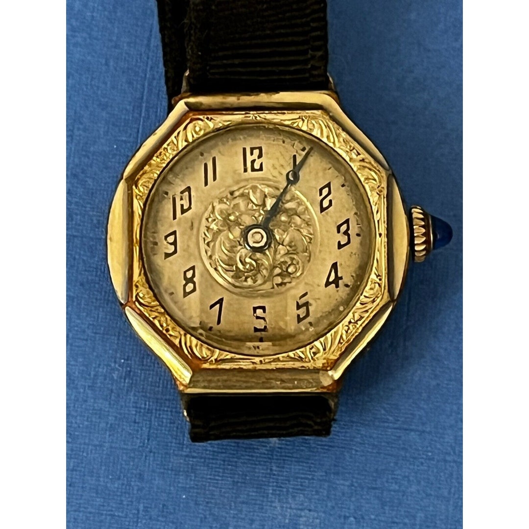 Antique Deco Elaine Watch 17j in Diel 14k Gold Plate Case 4 Parts ...