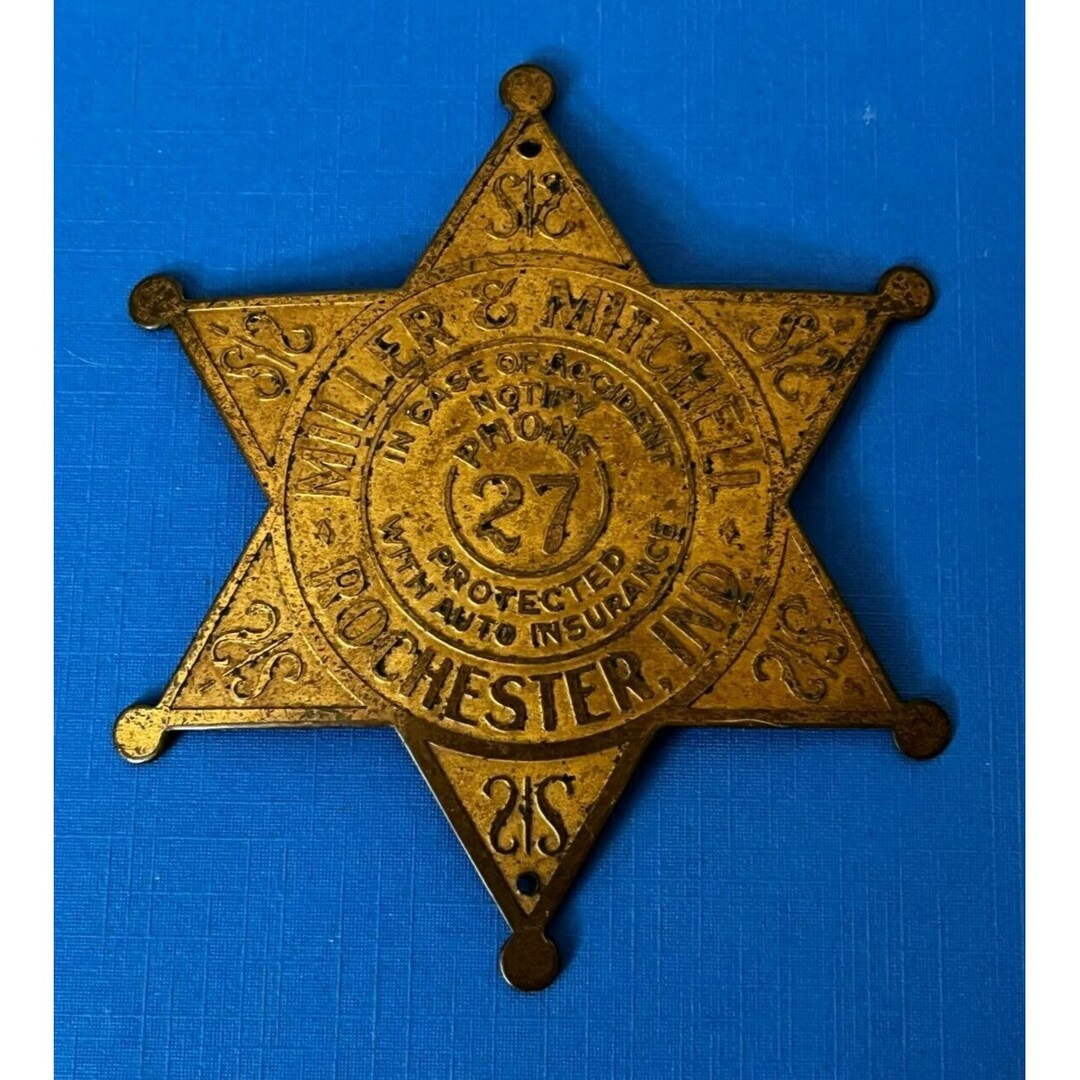 Pre 1920 Miller & Mitchell Insurance License Plate Topper Badge ...