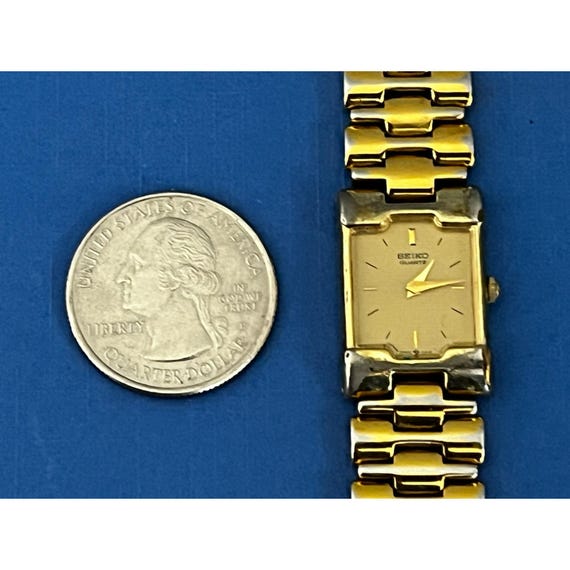 Vintage Seiko Watch Ladies Gold Tone Rectangle 2P20-5… - Gem