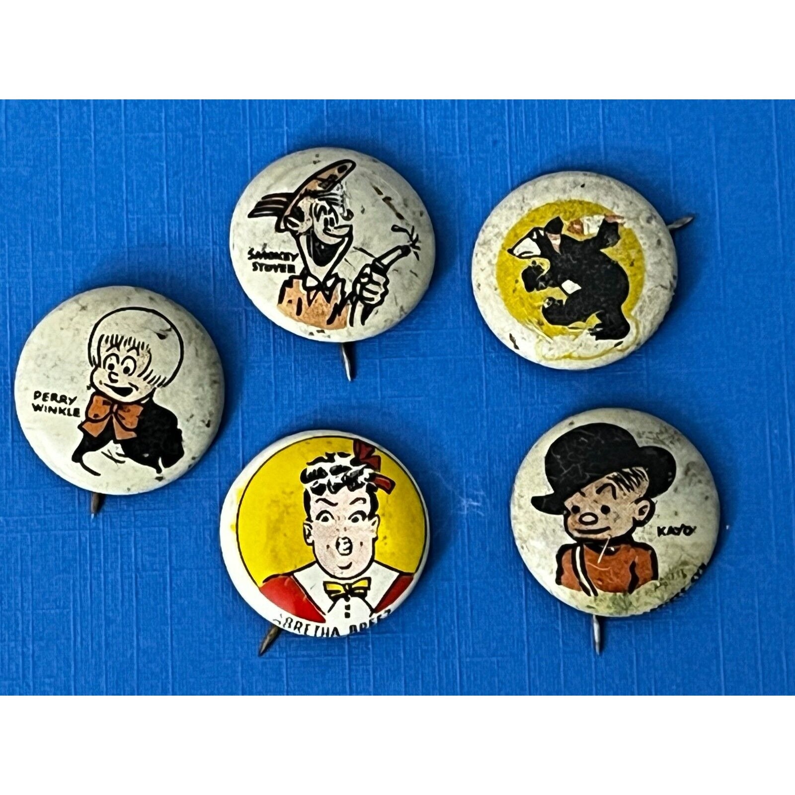 Lot of 5 1940's Kelloggs Pep Pins Pinback Buttons Comic Strip ...