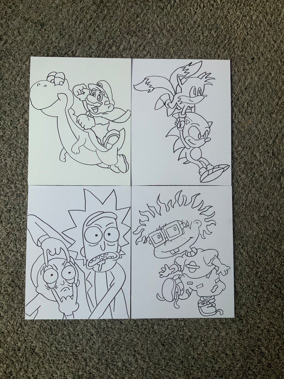 Super Mario, Sonic and Tails, Rick and Morty, Chucky Canvas - Etsy