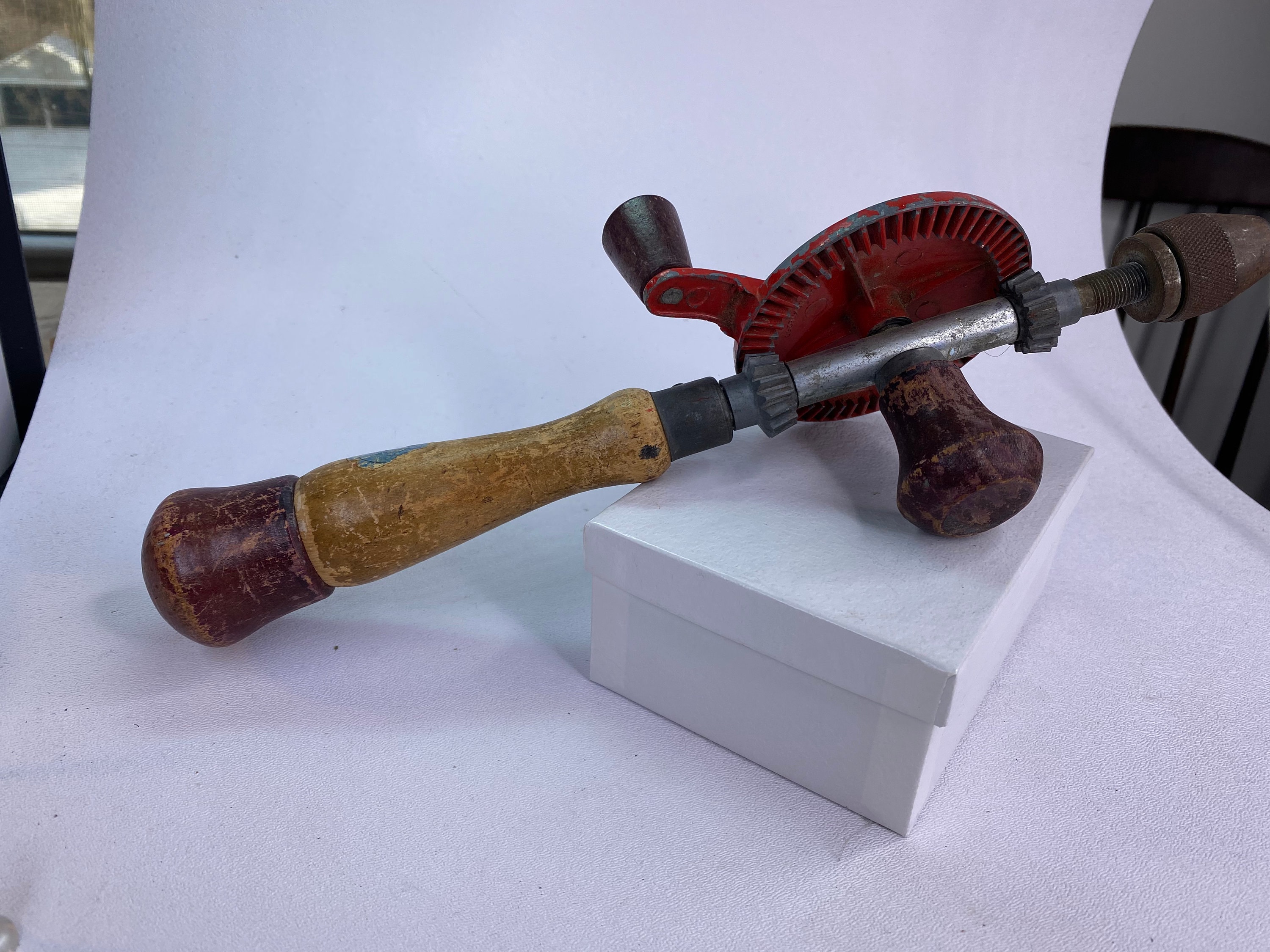Antique Hand Drill - Vintage - Wood Handle - Works Very Well - Very ...
