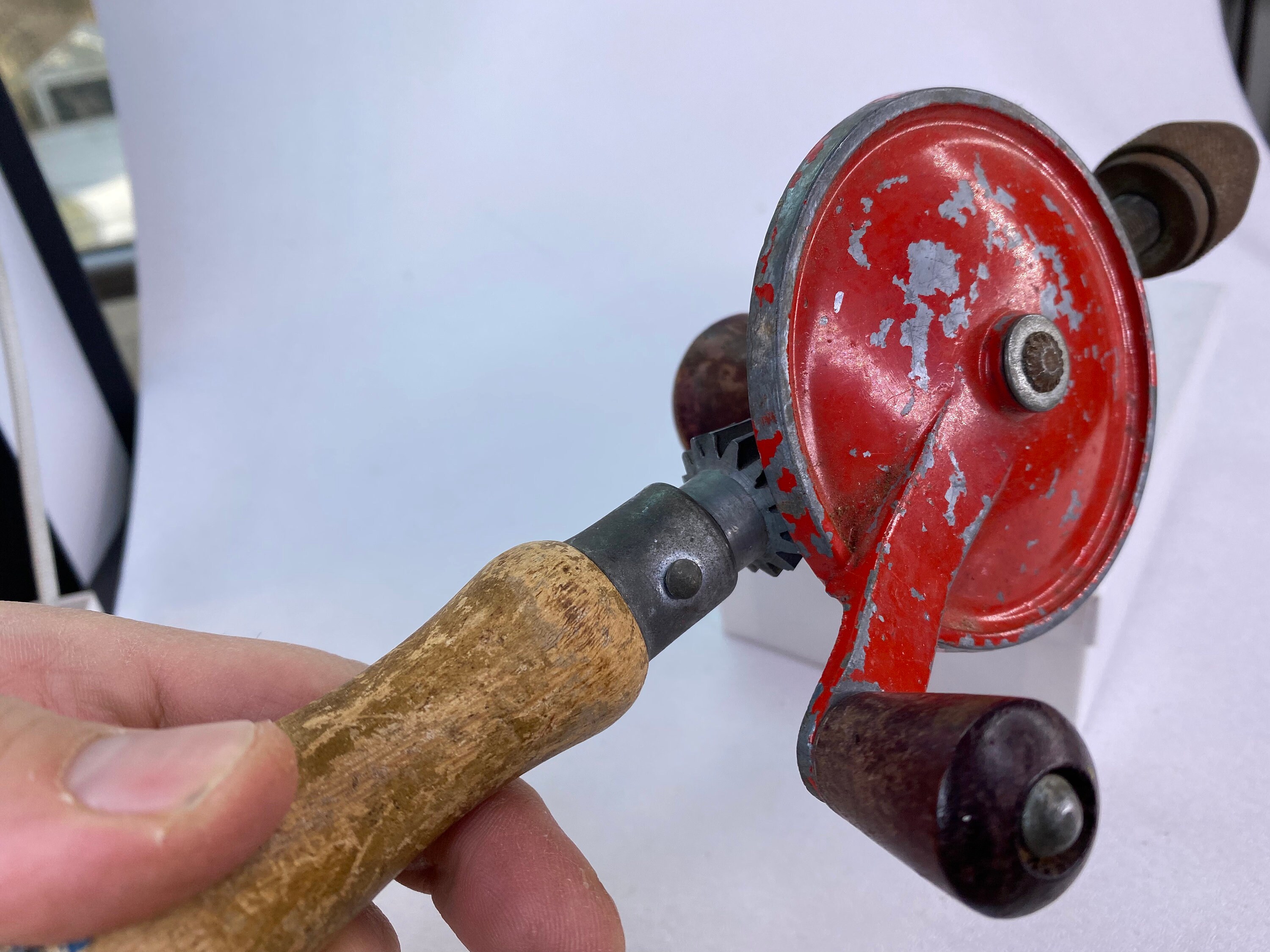 Antique Hand Drill - Vintage - Wood Handle - Works Very Well - Very ...