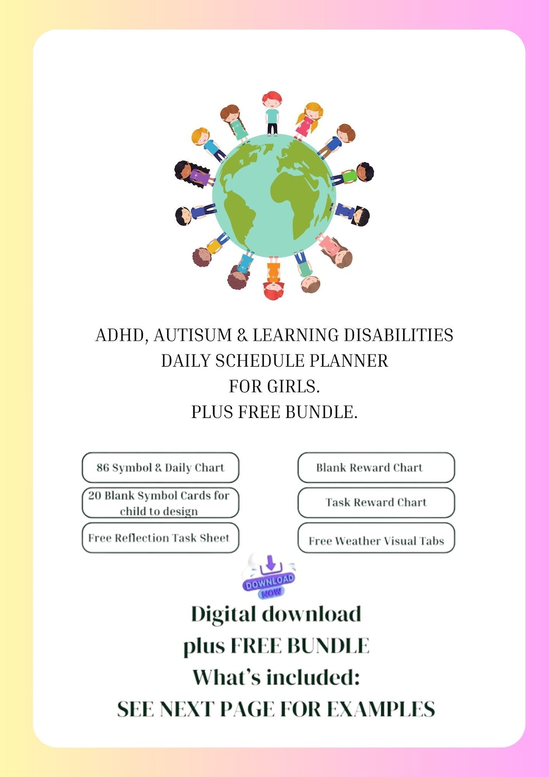Printable ADHD Planner for Girls | Visual Daily Schedule for Autism ...