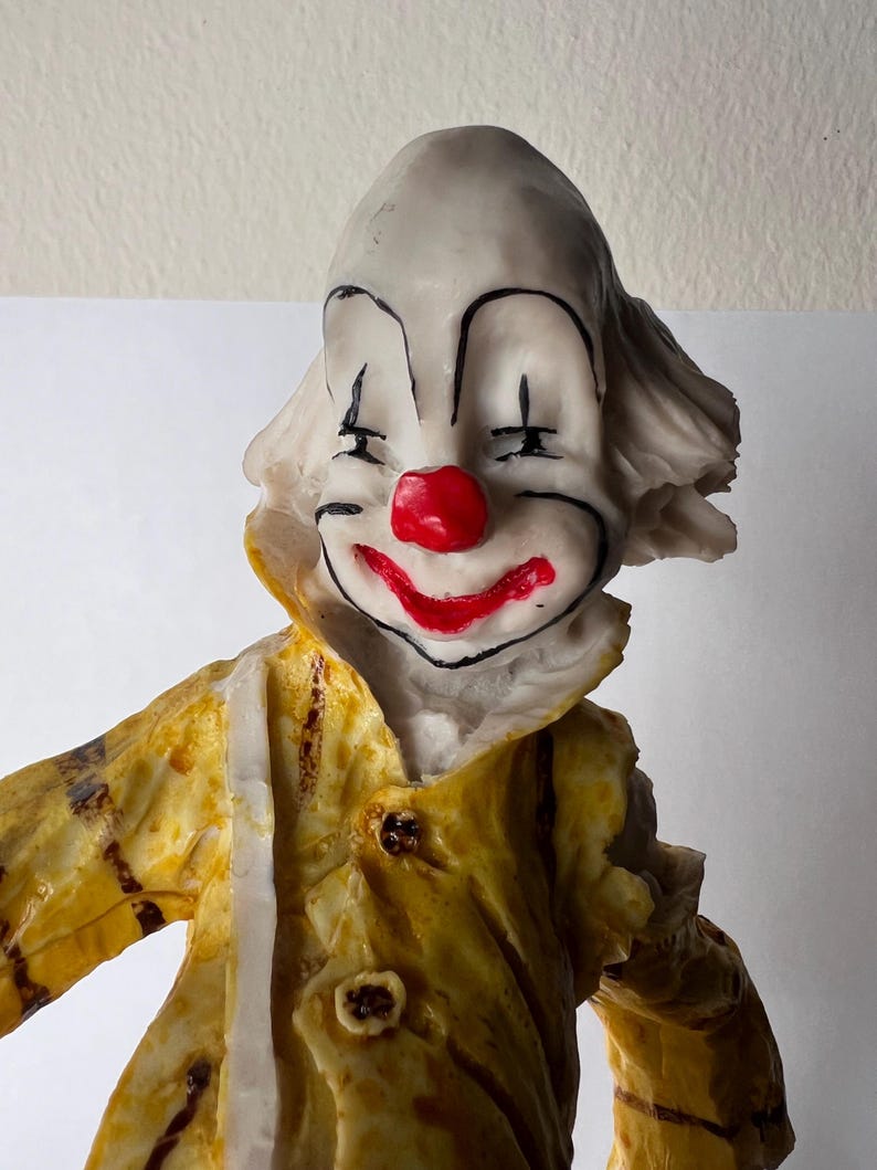 Vintage Comical Clown Waiter Figurine – Hand-painted Resin Sculpture ...