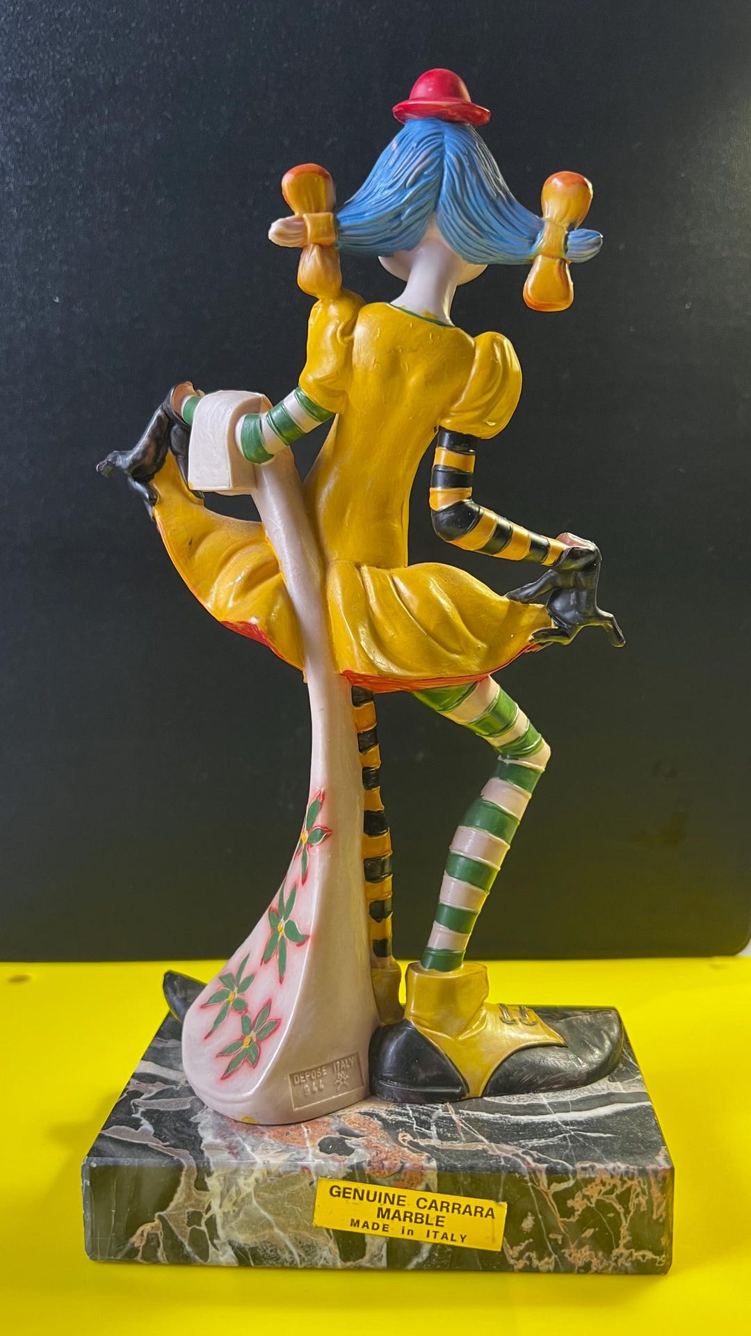 Rare Vintage Italian Clown Figurine on Genuine Carrara Marble Base - Etsy