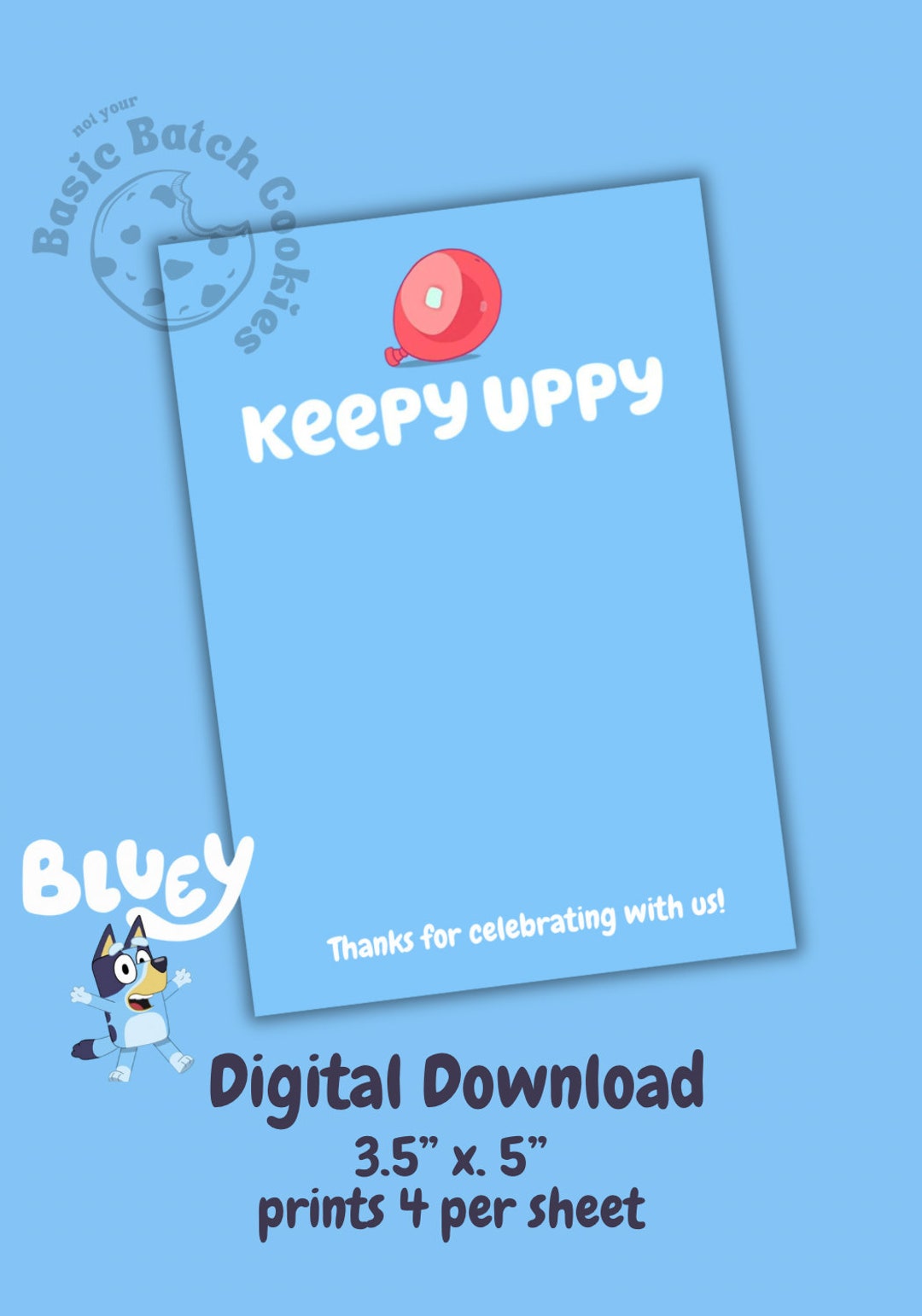Keepy Uppy Bluey Cookie Card - Etsy