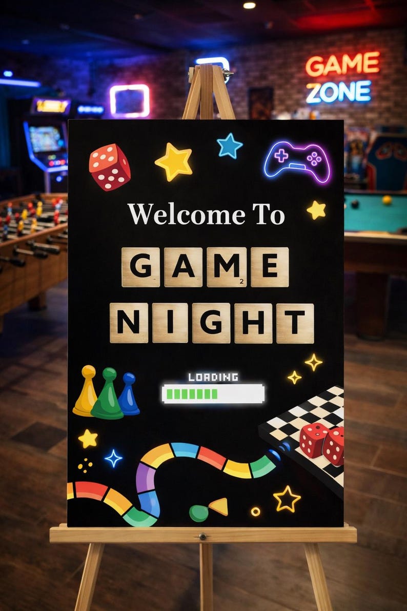 Game Night Welcome Sign | Printable Game Night Decor | Editable Game ...