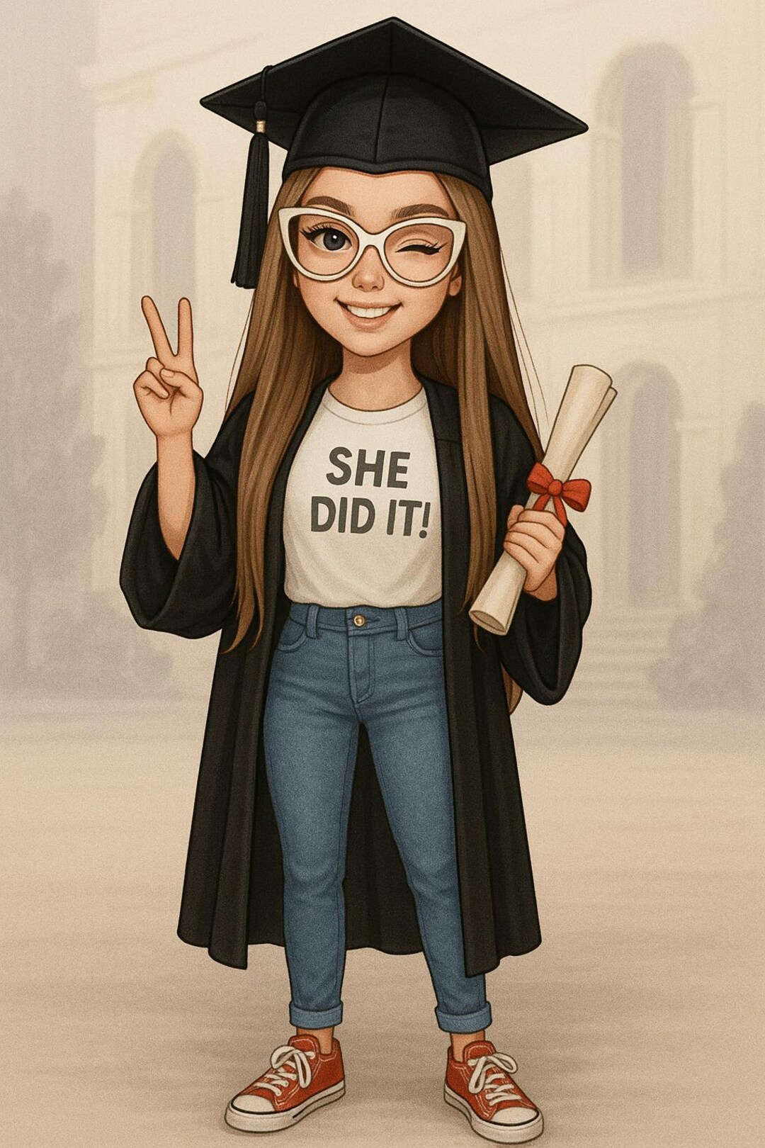 Graduation Girl Art Print – “she Did It!” Girl Magic Wall Decor - Etsy