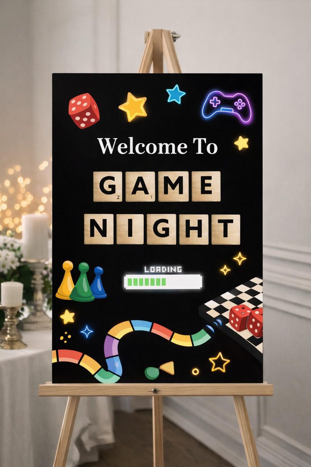 Game Night Welcome Sign | Printable Game Night Decor | Editable Game ...