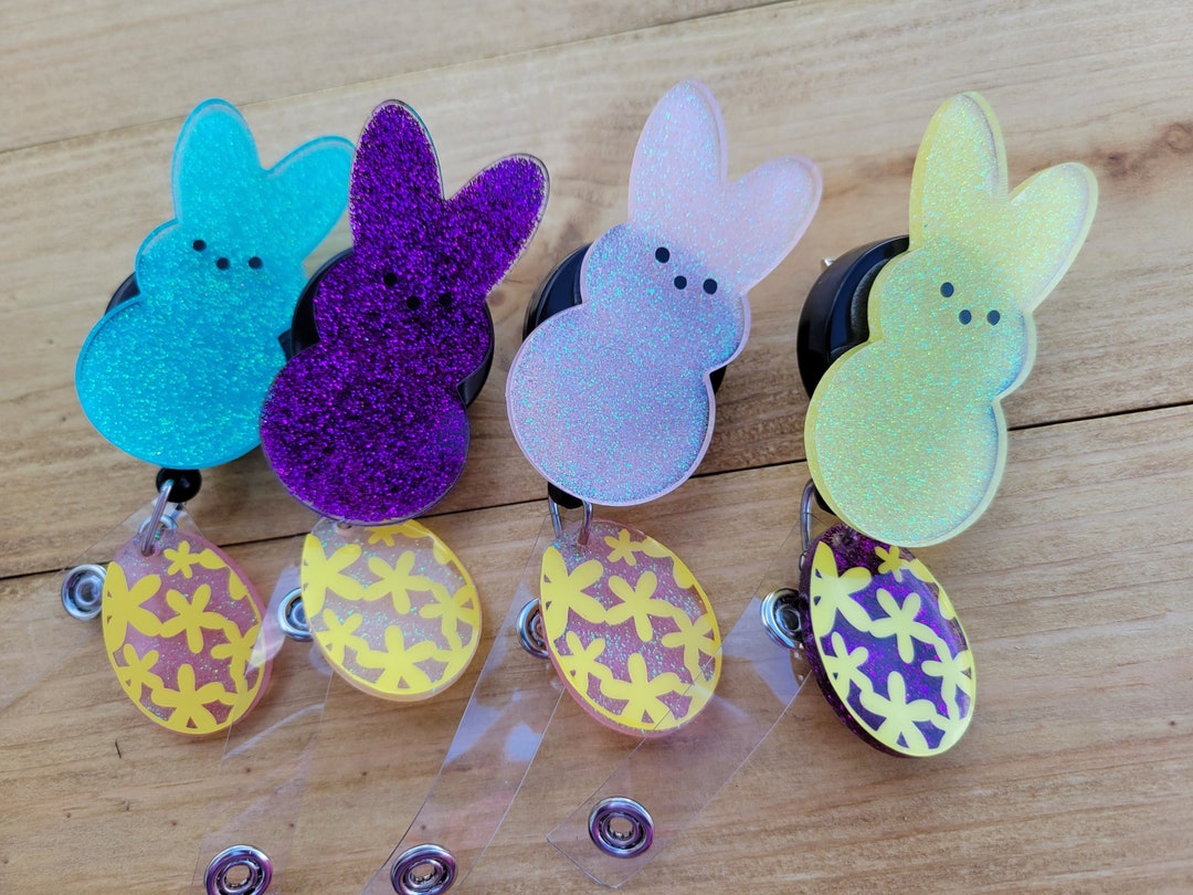 Marshmallow Bunny Badge, Easter Badge Reel, Bunny With Egg Badge ...