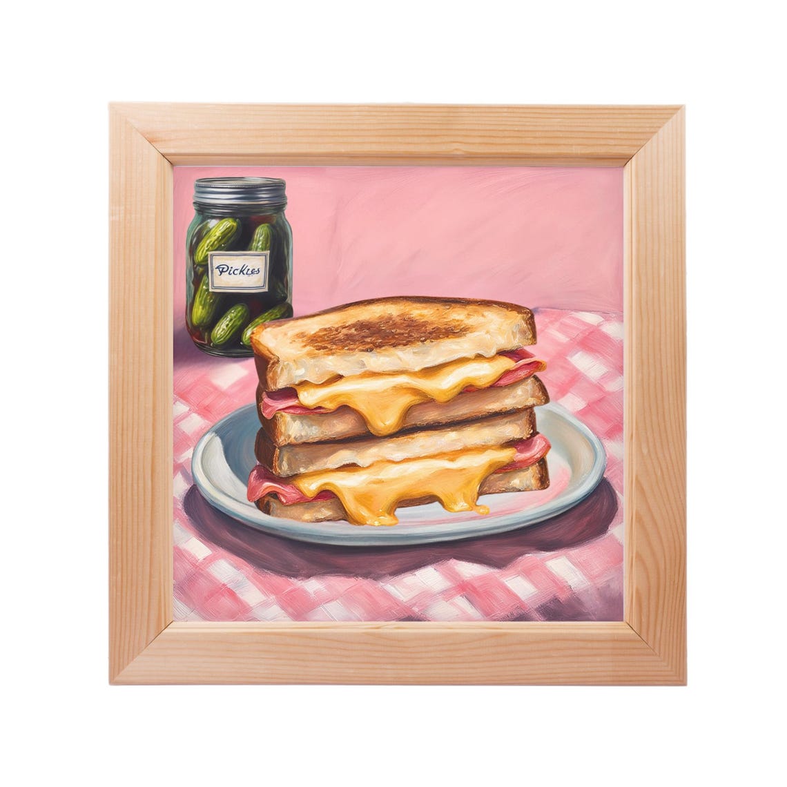 Grilled Cheese Sandwich and Pickles Jar Painting | Fine Art Print ...