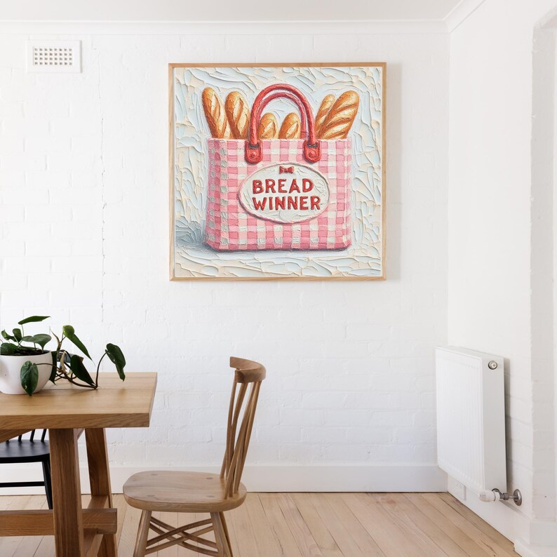 Bread Winner Painting | Fine Art Print | Pink Kitchen Decor | Coquette ...