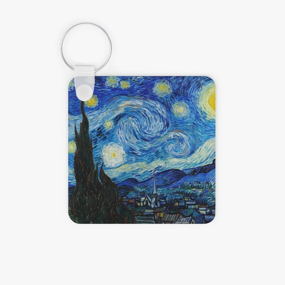 Van Gogh Starry Night Square Photo Keyring | Etsy
