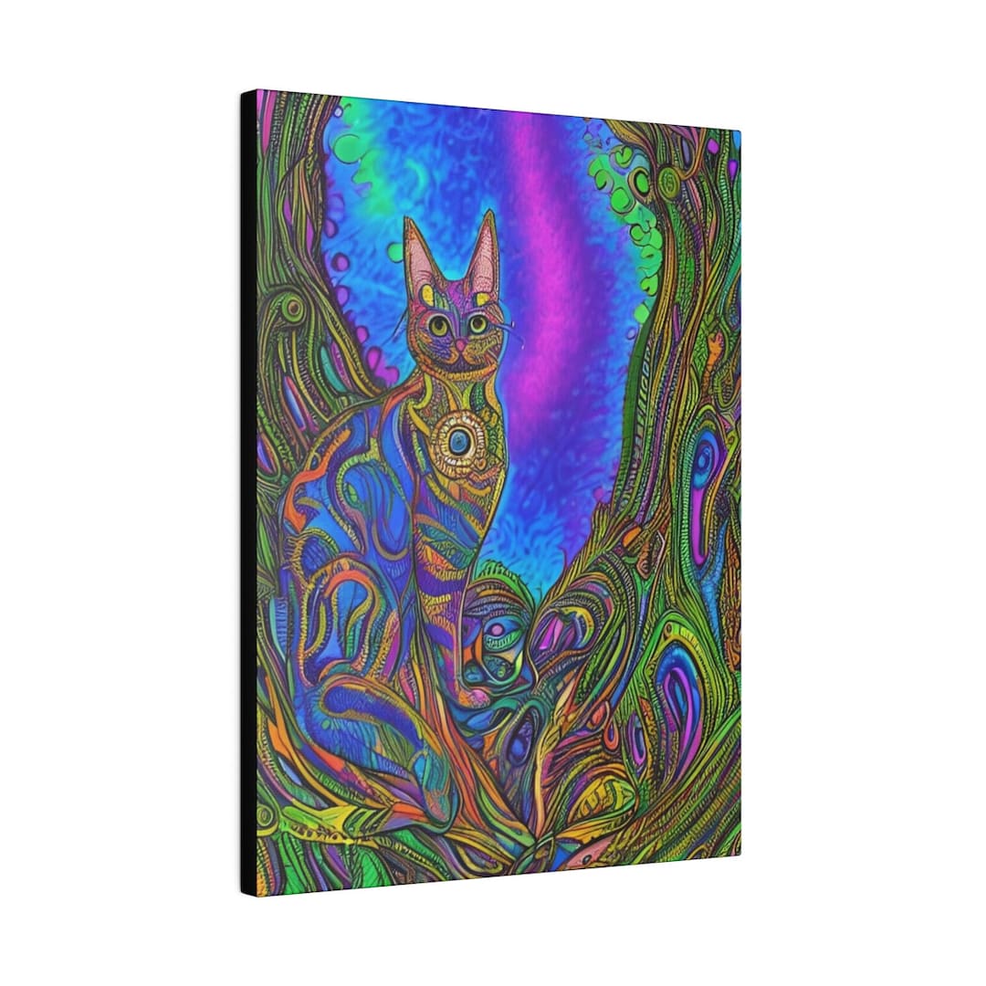 Spiritual Cat Psychedelic Canvas - Etsy