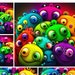 5 Images Googly-eyes Creatures in Rainbow Colors Silly - Etsy