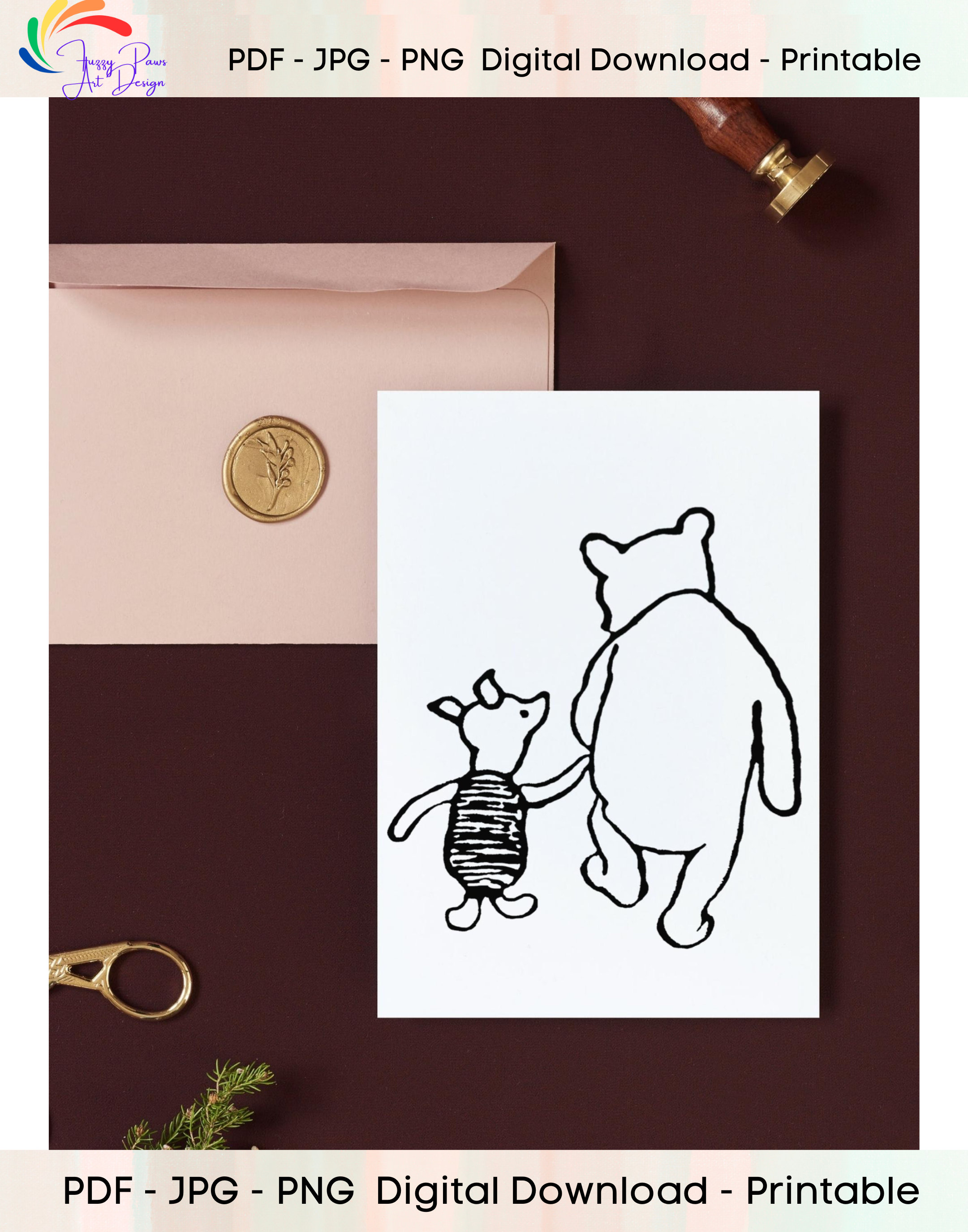 Vintage Pooh and Piglet Holding Hands Print: 1926 Classic Illustration ...