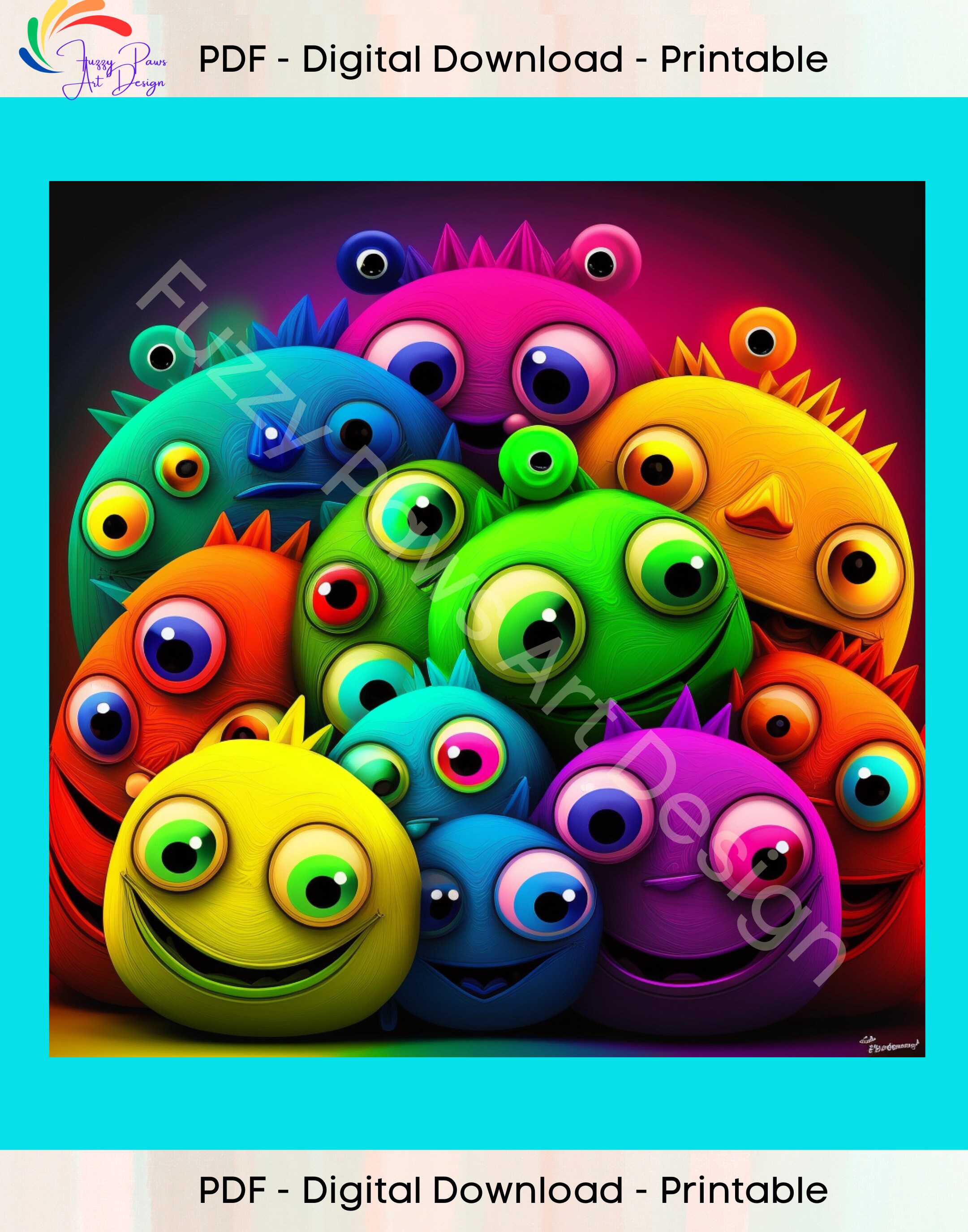 5 Images Googly-eyes Creatures in Rainbow Colors Silly, Fun, Kids ...
