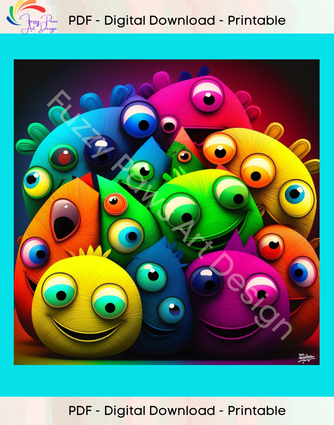 5 Images Googly-eyes Creatures in Rainbow Colors Silly, Fun, Kids ...