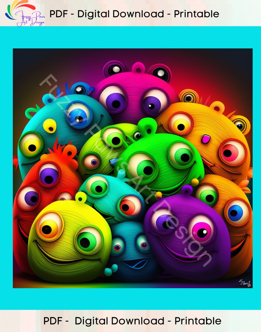 5 Images - Googly-eyes Creatures in Rainbow Colors - Silly, Fun, Kids ...