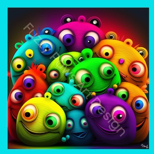5 Images - Googly-eyes Creatures in Rainbow Colors - Silly, Fun, Kids ...