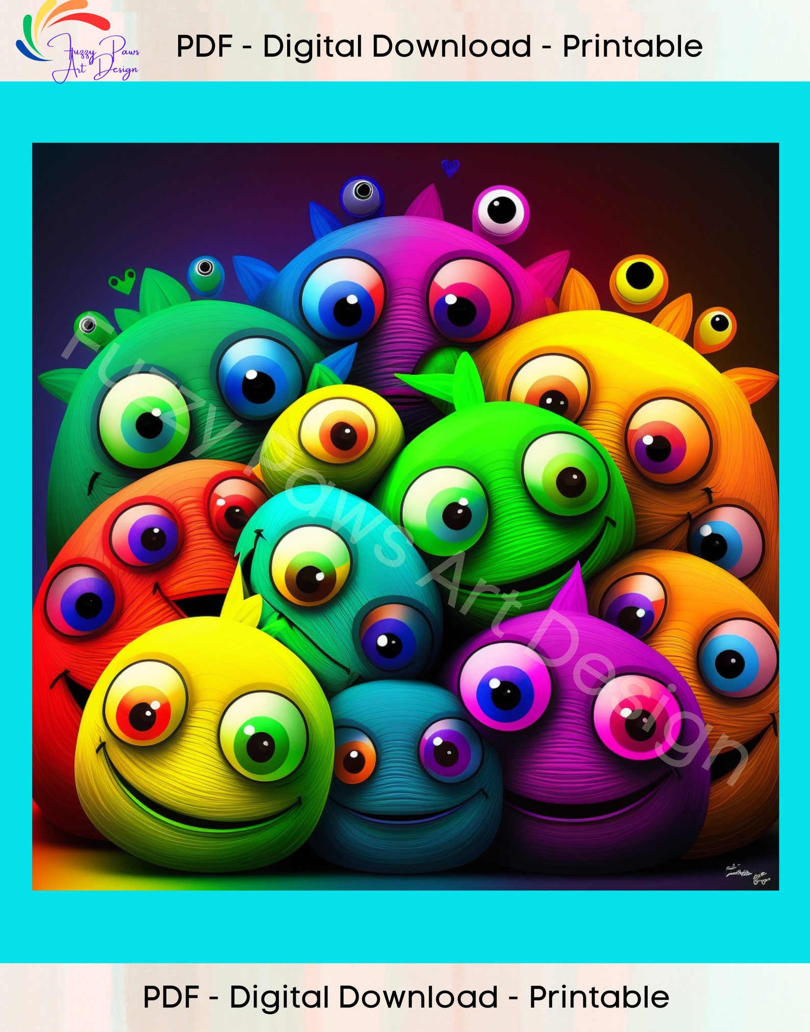 5 Images Googly-eyes Creatures in Rainbow Colors Silly, Fun, Kids ...