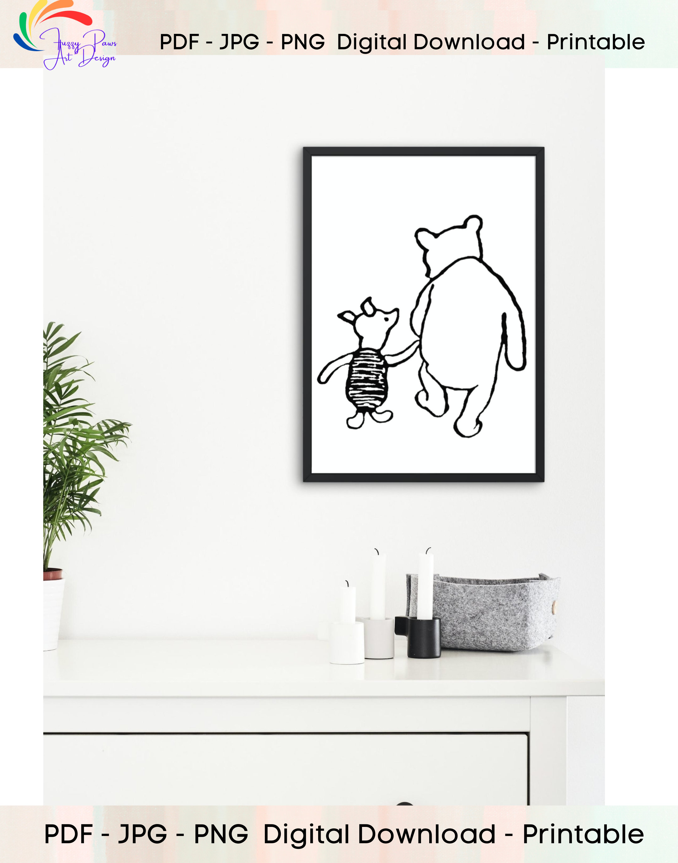 Vintage Pooh and Piglet Holding Hands Print: 1926 Classic Illustration ...