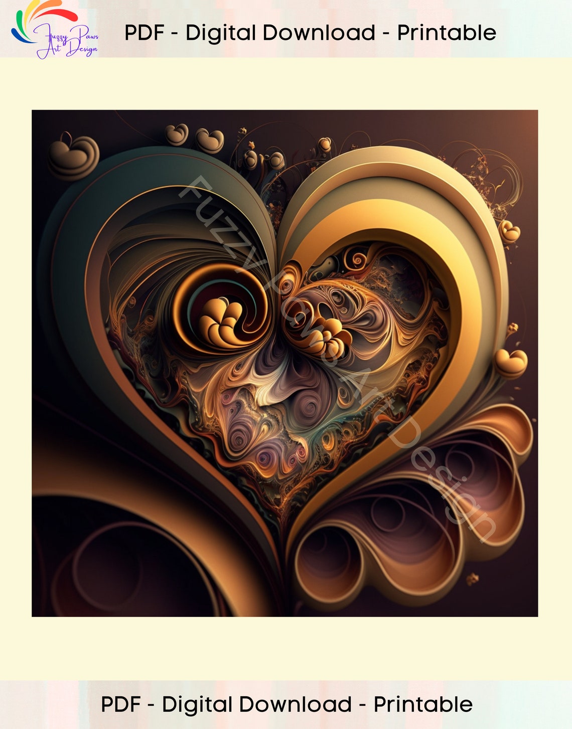 4 Images - Vintage Victorian Hearts in Gold, Brown, Green - Love ...