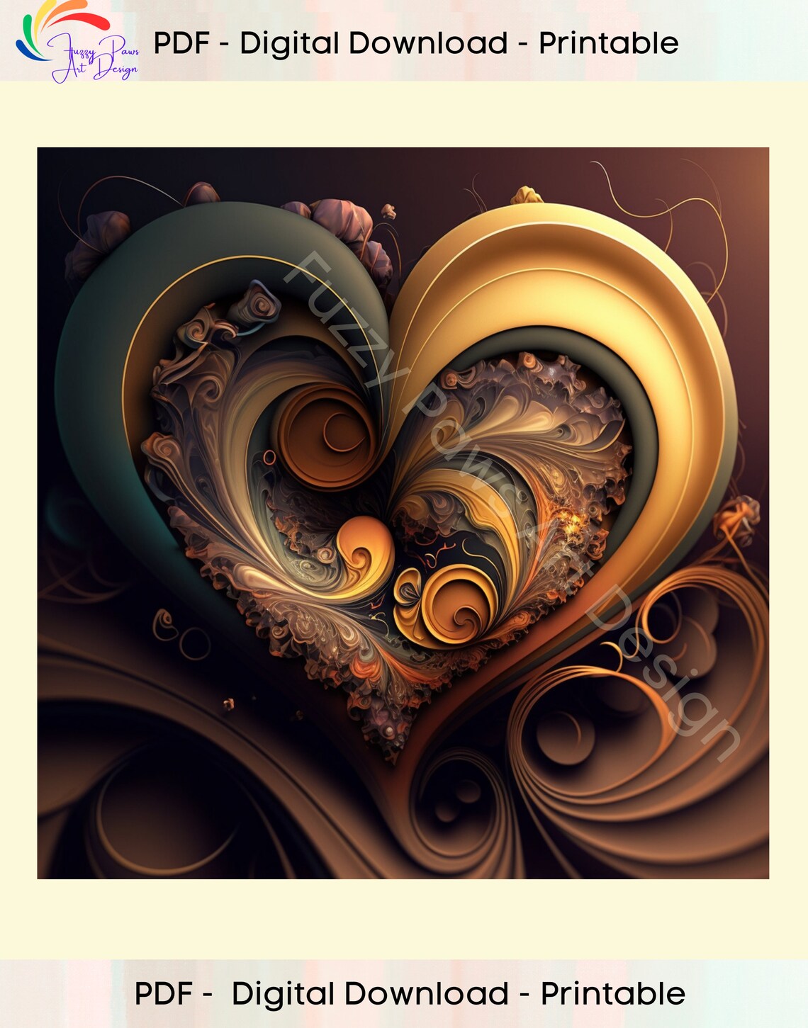 4 Images - Vintage Victorian Hearts in Gold, Brown, Green - Love ...