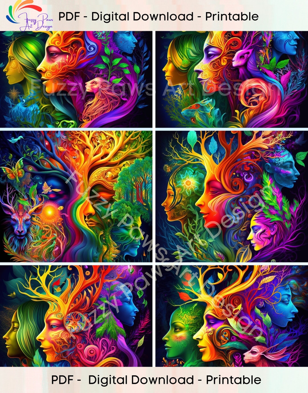 11 Images Nature Rainbow Faces Fantasy Forest Wall Art - Etsy