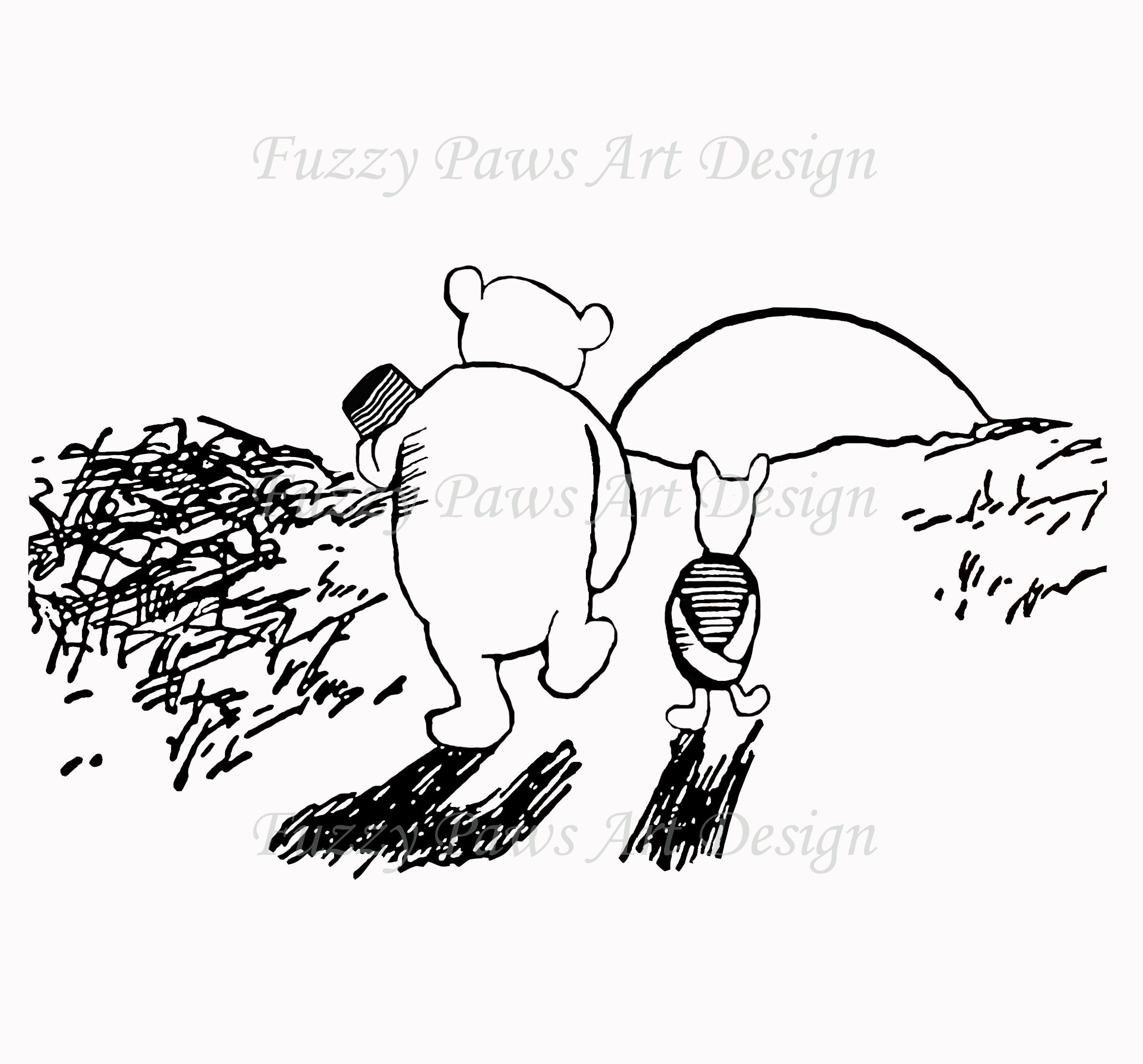 Piglet & Pooh Walking Sunset - Pooh Bear Classic Book - Digital ...