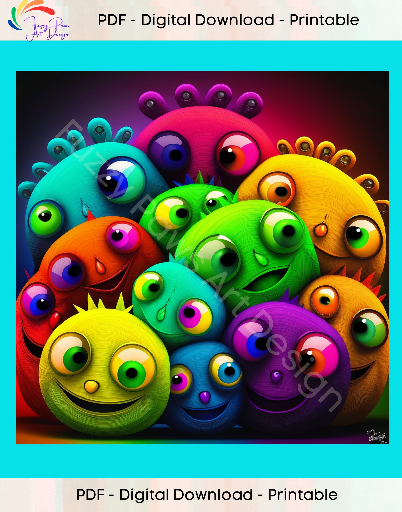 5 Images Googly-eyes Creatures in Rainbow Colors Silly, Fun, Kids ...