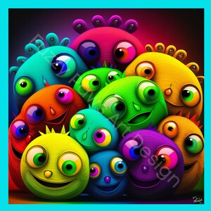 5 Images - Googly-eyes Creatures in Rainbow Colors - Silly, Fun, Kids ...
