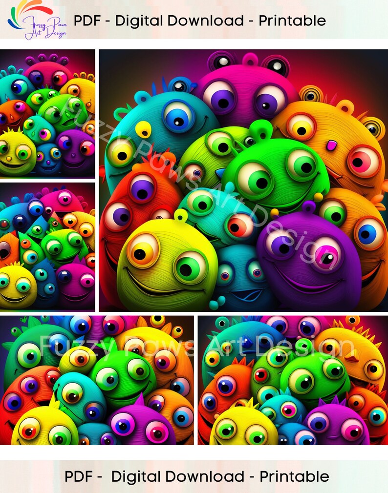 5 Images Googly-eyes Creatures in Rainbow Colors Silly, Fun, Kids ...