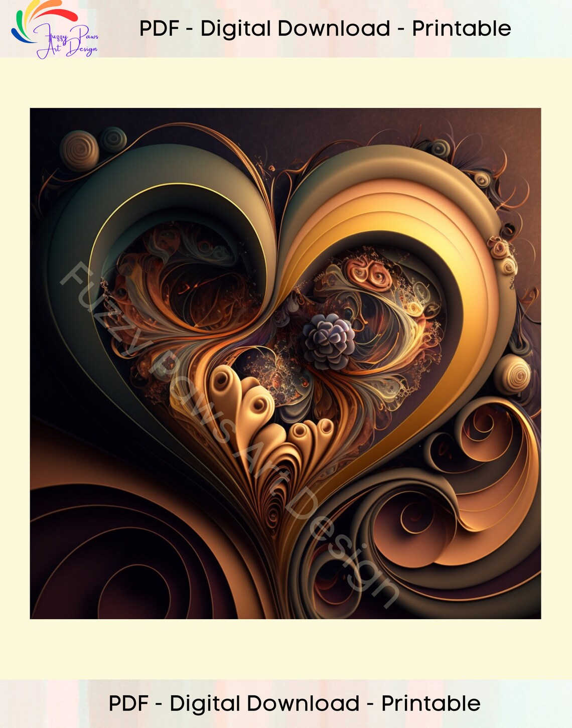 4 Images - Vintage Victorian Hearts in Gold, Brown, Green - Love ...
