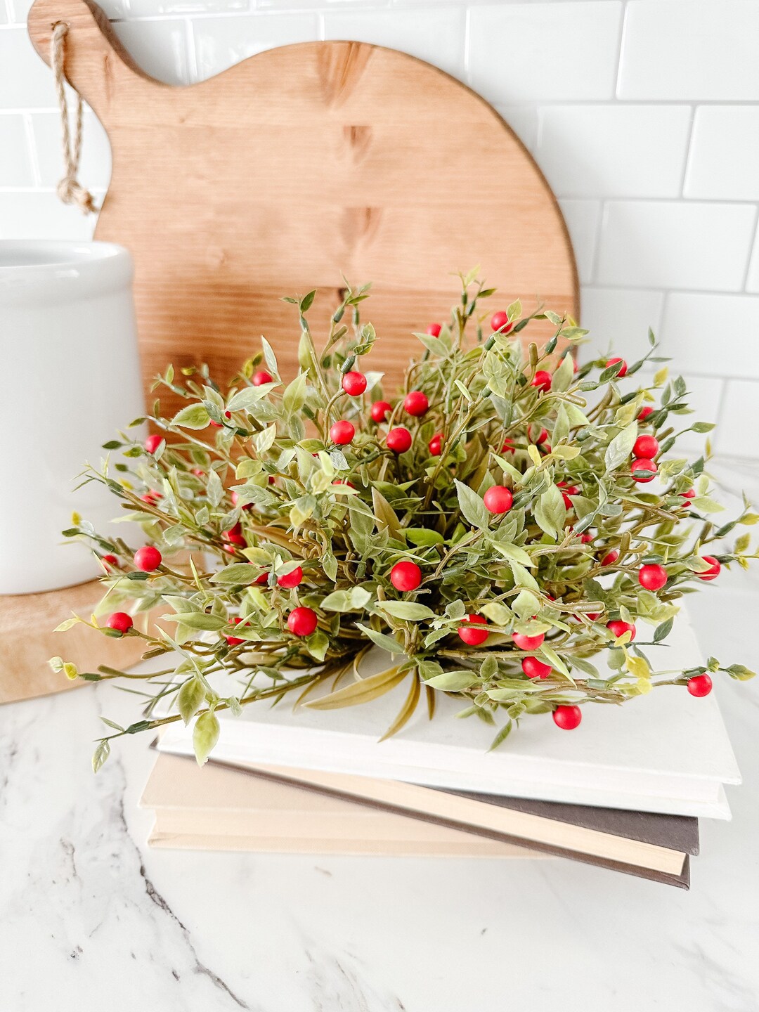 Red Bliss Half Sphere, Artificial Greenery, Summer Greenery, Faux Plant ...
