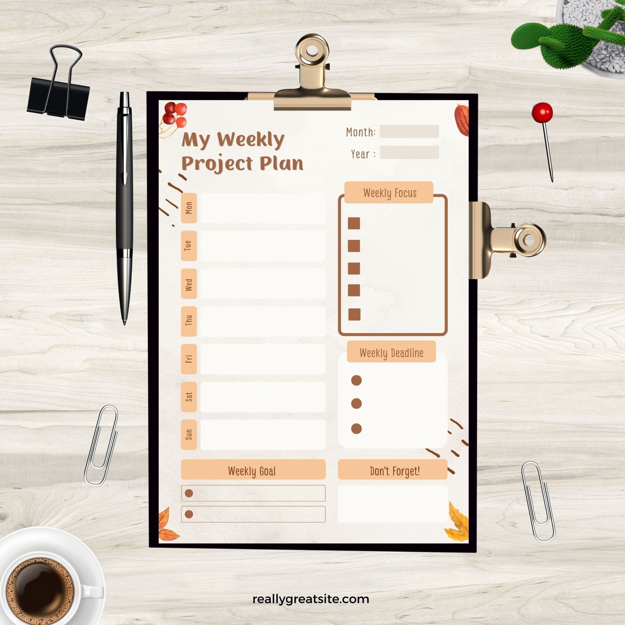 Weekly Project Plan Printable Weekly Priority Planner Schedule ...