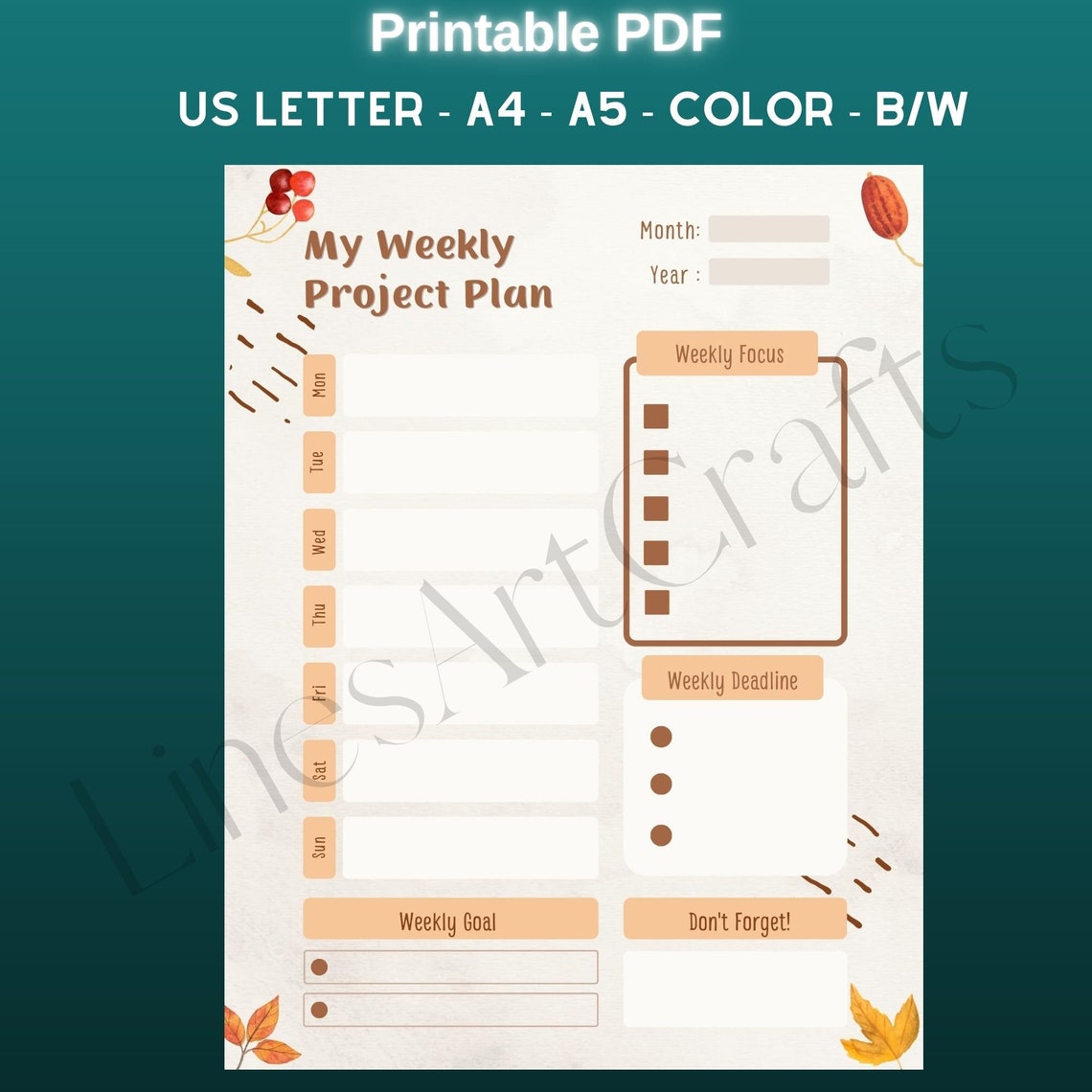 Weekly Project Plan Printable Weekly Priority Planner Schedule ...