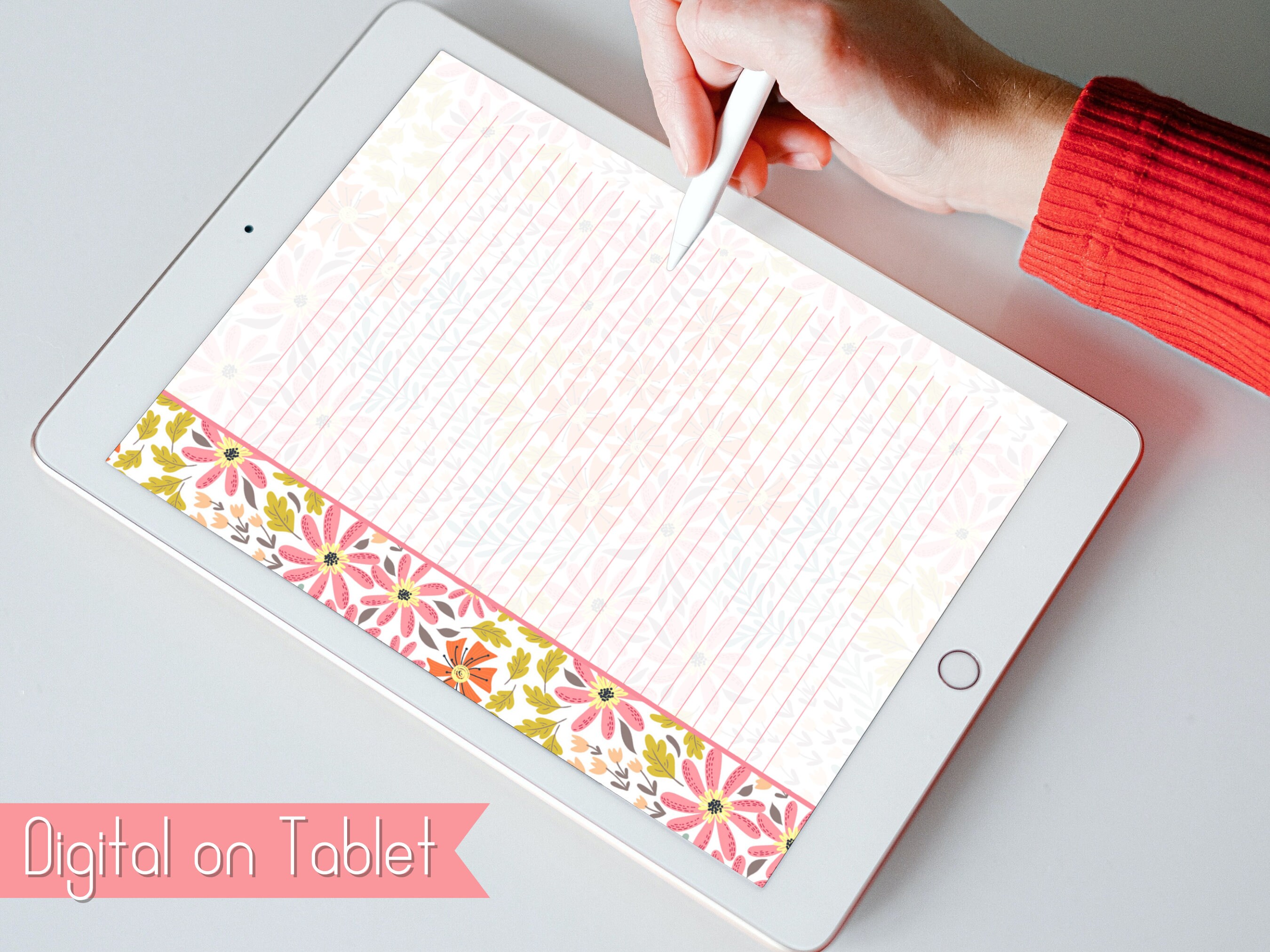 Pink Floral Digital Note Paper Templates for Goodnotes - Etsy